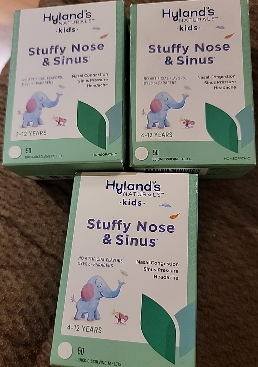 Lot Of 3 Hylands Kid's STUFFY NOSE & SINUS, 50 Tablets Each, Age 2-12 ...