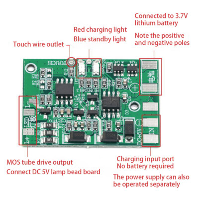 DC5V LED With charging protection Stepless touch dimming lamp control ...