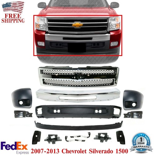Front Bumper Kit + Grille + End Caps LH & RH Side For 2007-2013 ...