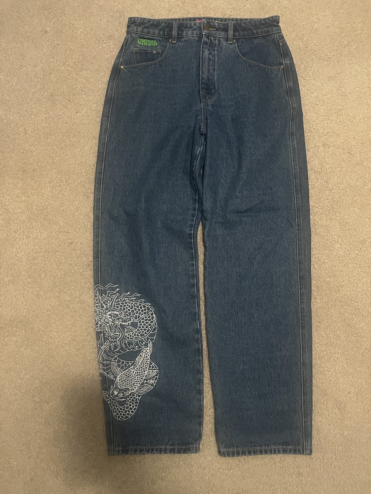 JNCO Style Blue Y2K Emo Empyre Tori Dragon Jeans 32x32 - Gem
