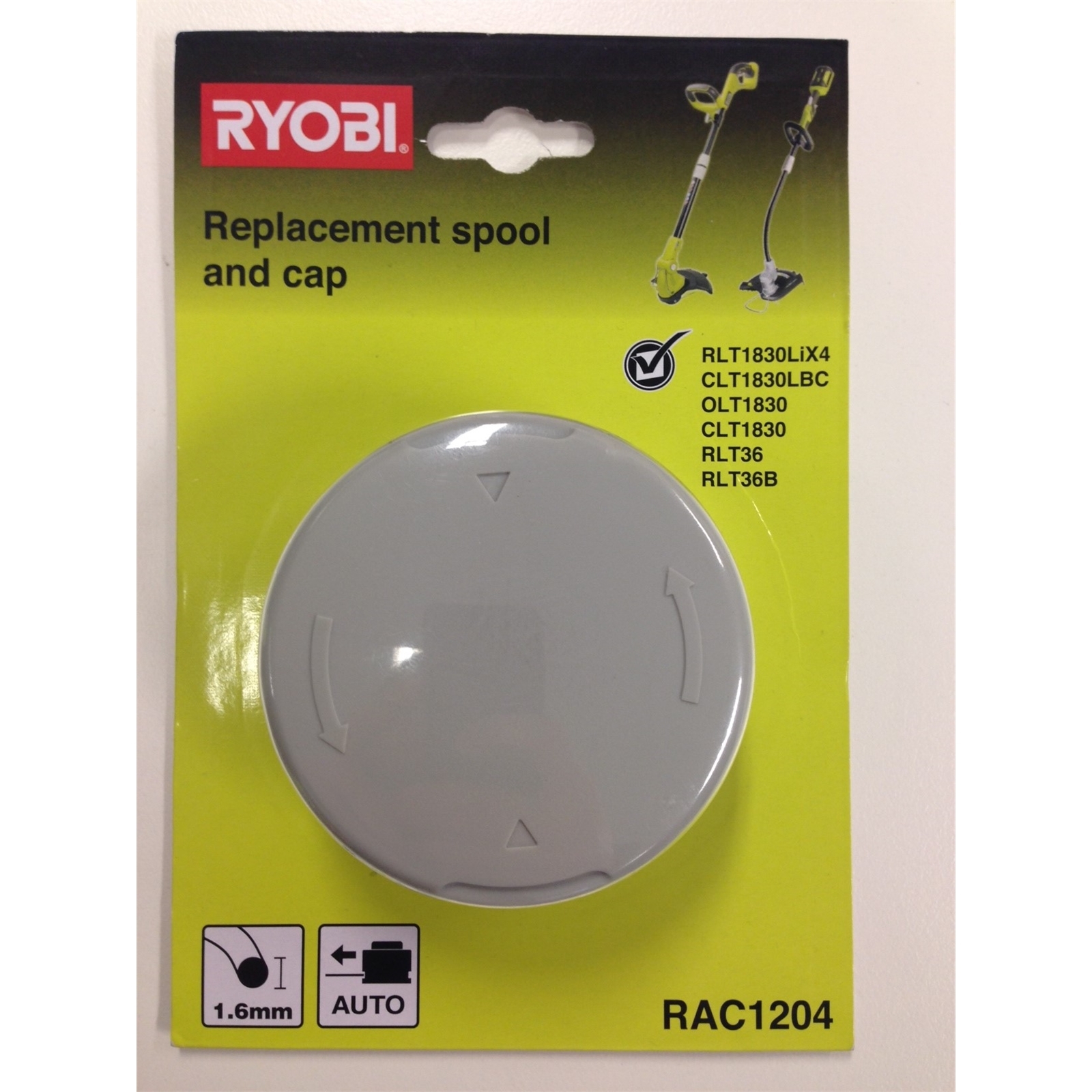 Ryobi REPLACEMENT SPOOL And CAP Twist Auto Feed For Line Trimmer– 1.5mm ...
