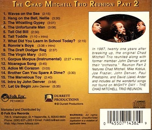 Reunion...Part 2 ~ The Chad Mitchell Trio ~ Folk ~ CD ~ Acceptable | eBay