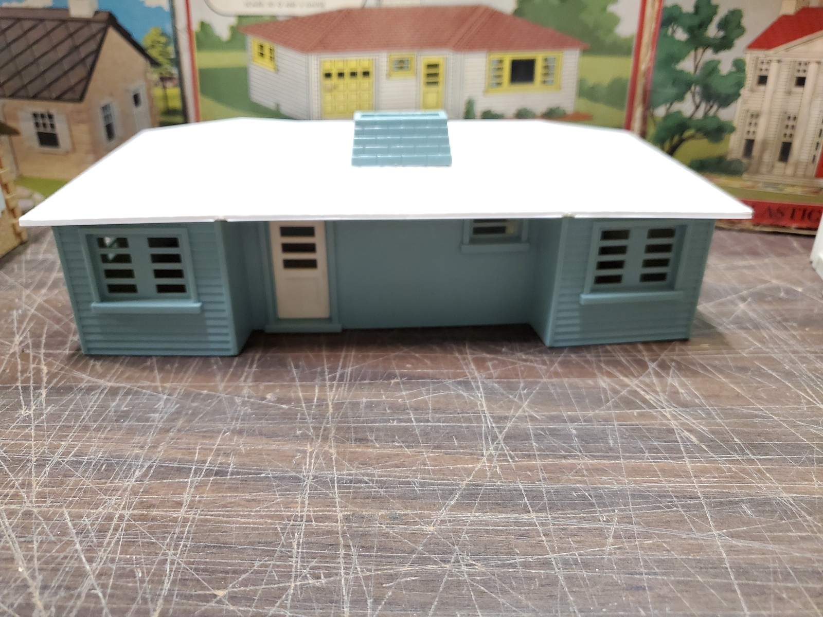 Vtg Plasticville Colonial Mansion 1703-129 Ranch House 1603-100 & Cape ...