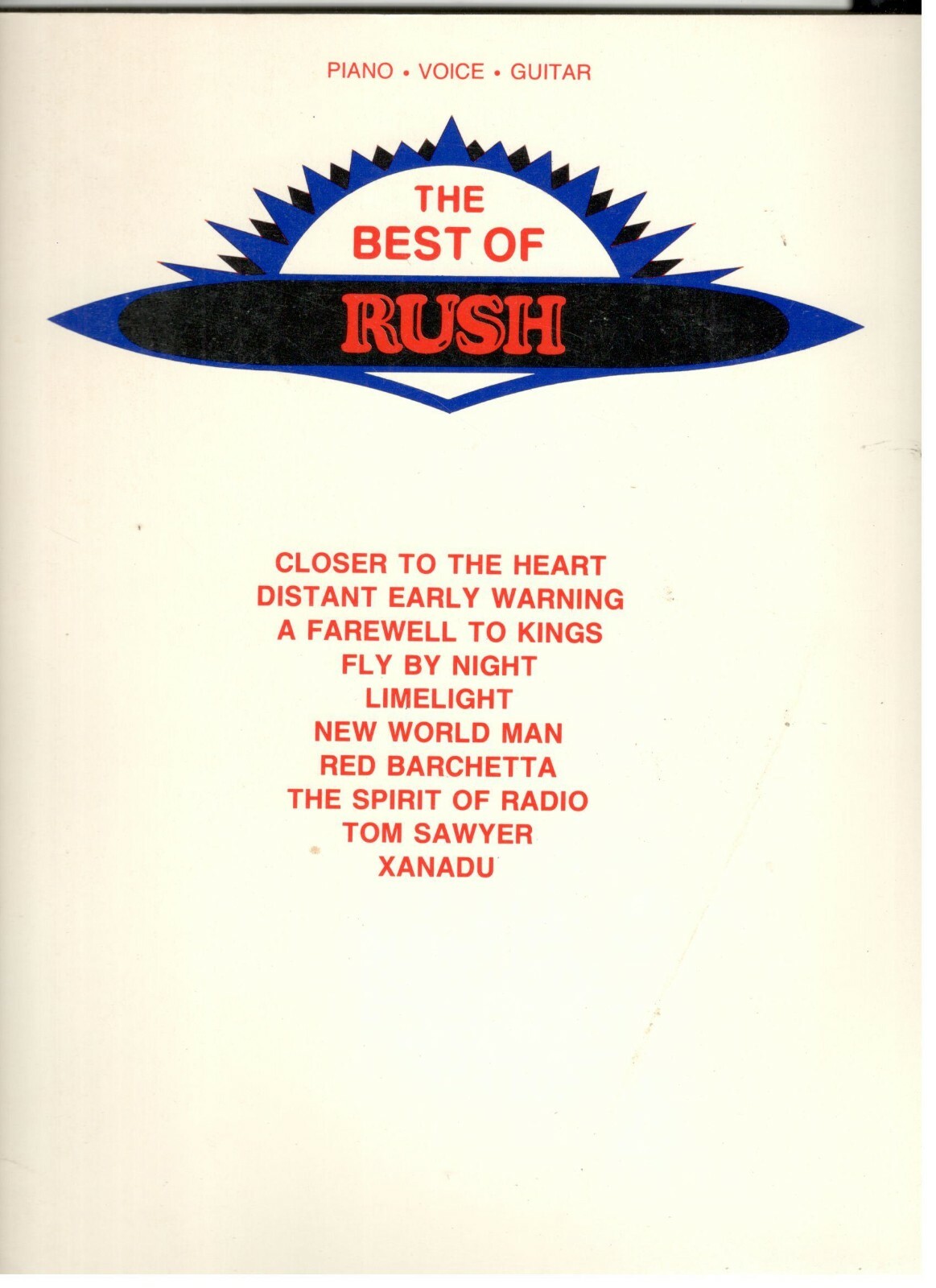 THE BEST OF RUSH MUSIC BOOK PIANO/VOCAL/GUITAR SONGBOOK RARE BRAND NEW ...