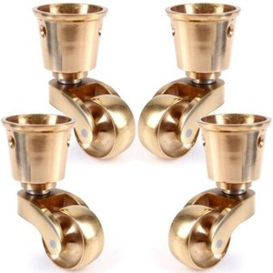 GOLD CASTOR WHEELS 4x Furniture Couch Sofa Seat Suite Divan Bed Brass ...