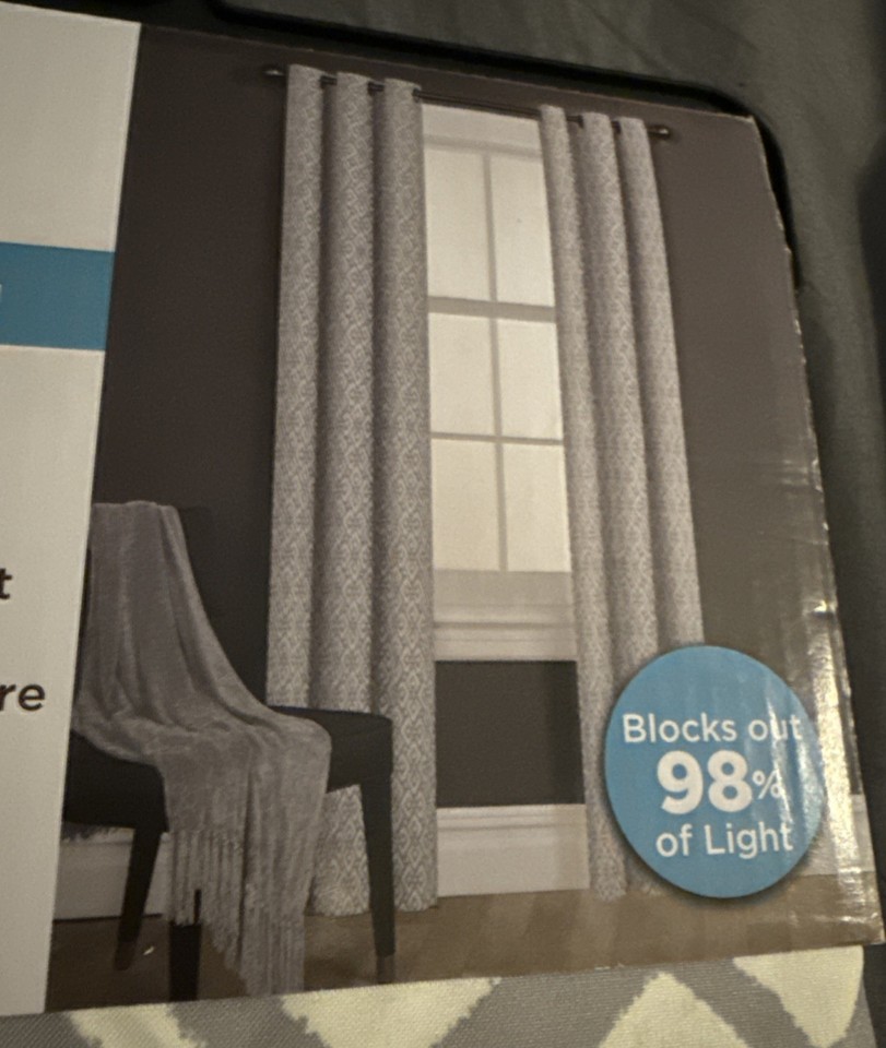 Comfort Bay Room Darkening Tempo Curtain 1 Panel W/Grommets 40”x84”grey ...
