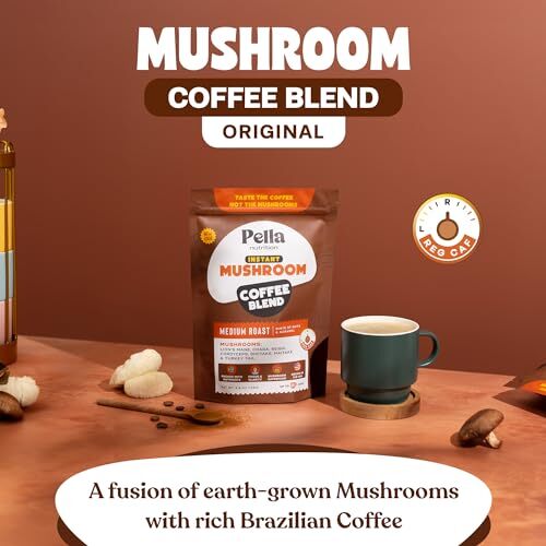 Pella Nutrition Organic Mushroom Instant Coffee (60 Servings) with 7 ...