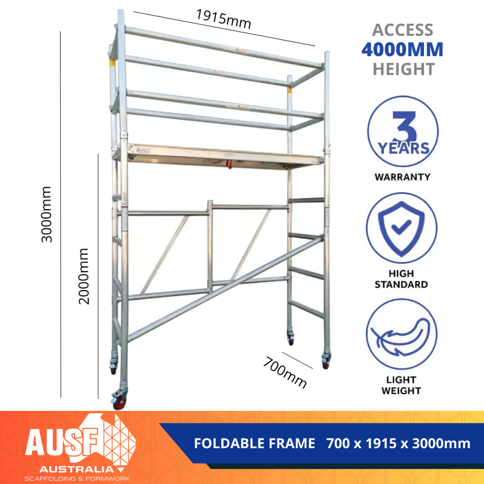 2/3/4/5M Mobile Scaffold Foldable Tower 225KG Capacity Adjustable ...