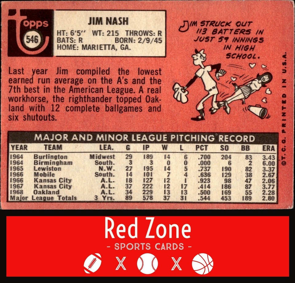 1969 Topps - #546 Jim Nash EX | eBay