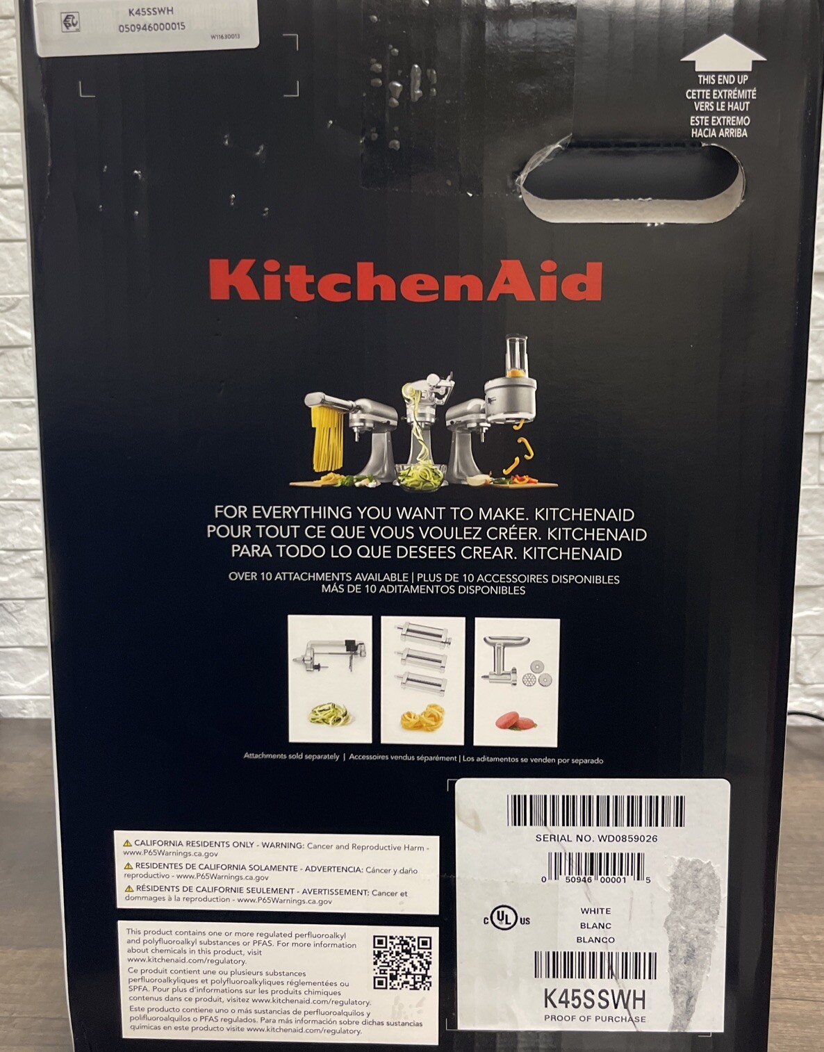 KitchenAid K45SSWH Classic White 4.5-Quart Tilt-Head Stand Mixer NEW ...