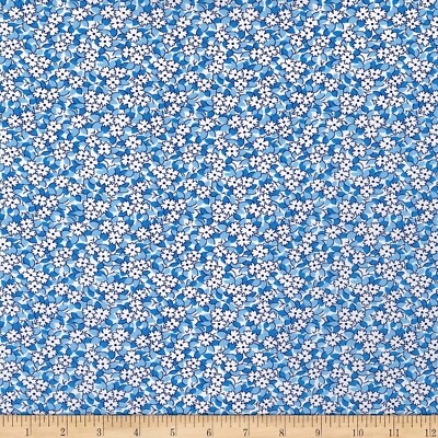 Cotton Lawn Batiste Baskets of Blooms Flowers Blue Fabric Print by Yard ...