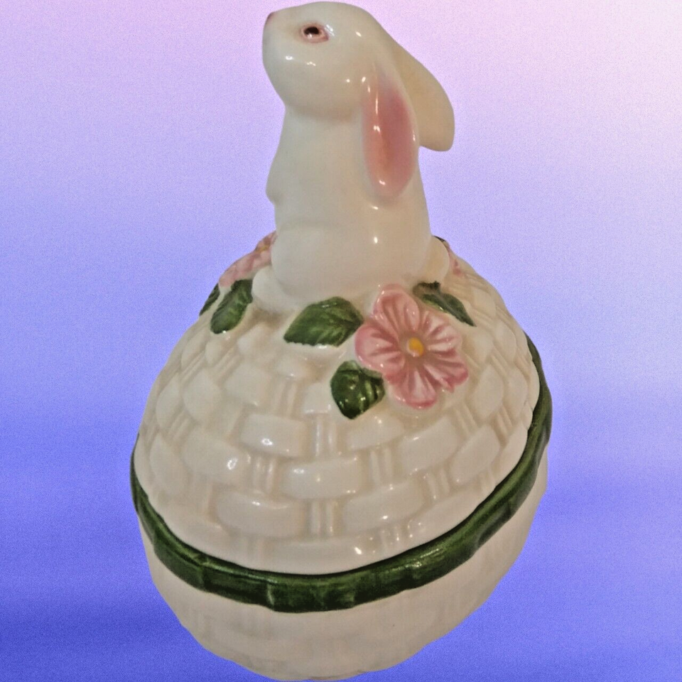 Avon Bunny Rabbit Trinket Box Vintage 1982 Hand Paint Ceramic Ring ...