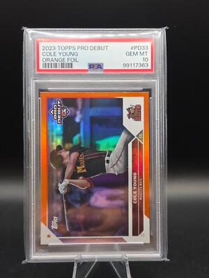 2023 PRO DEBUT Orange Foil /25 Cole Young - Modesto Nuts Mariners PSA ...