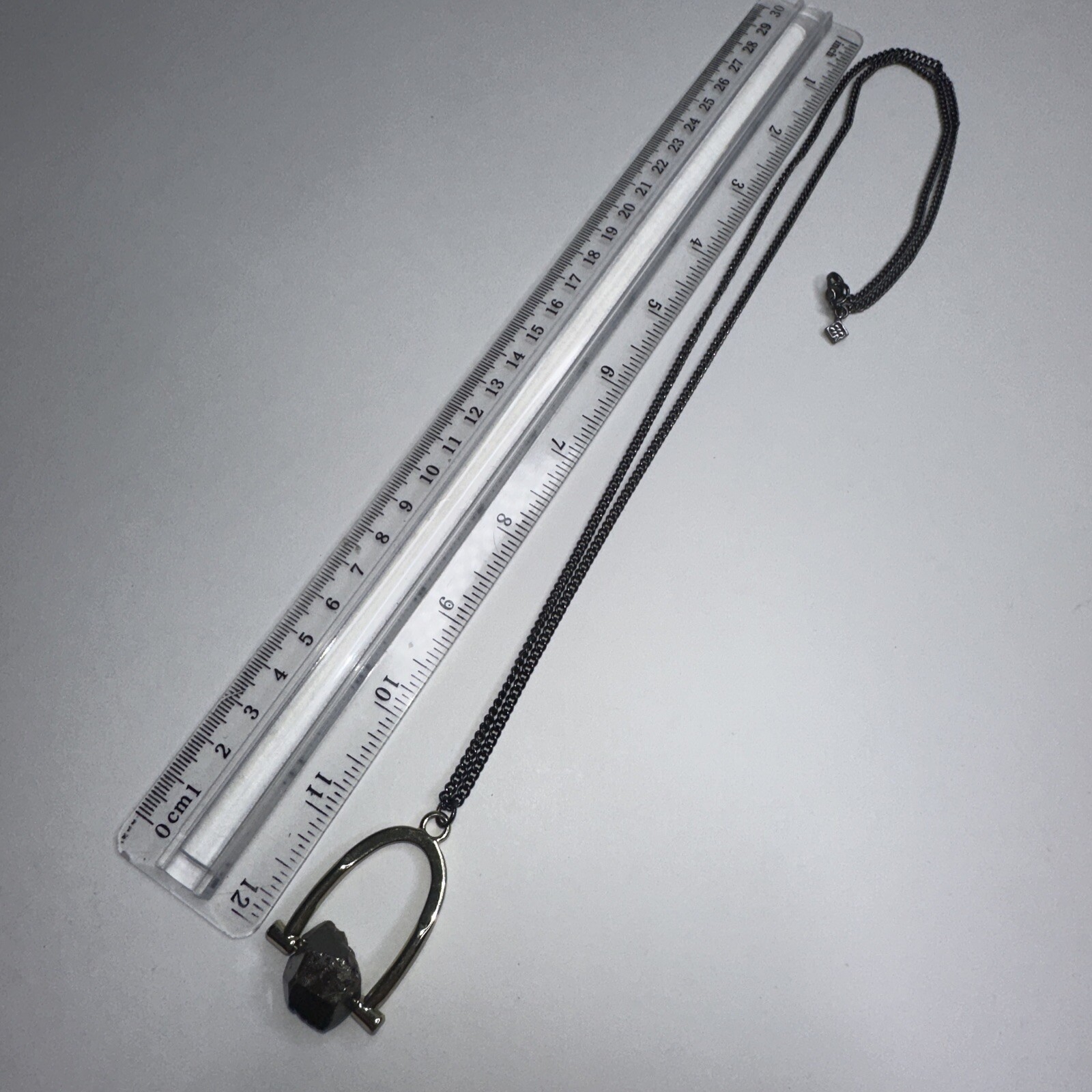 Banana Republic Necklace Spinning Nugget Gun Metal Grey Chain 32" long ...