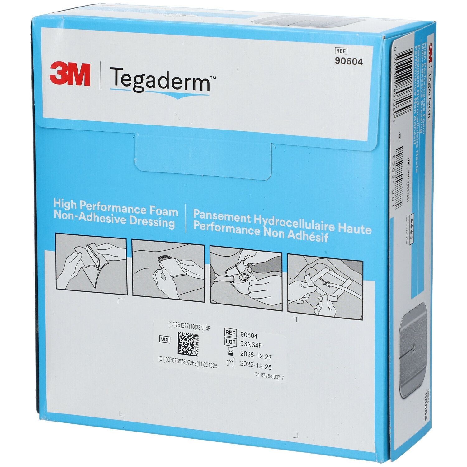 3M Tegaderm Foam Dressing 3.25 X 3.25 Inch Non-Adhesive Sterile 90604 ...