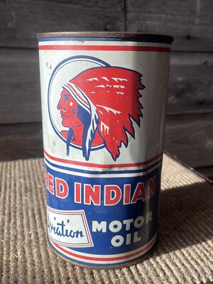 Vintage Red Indian Oil Can Aviation Quart Quart | eBay