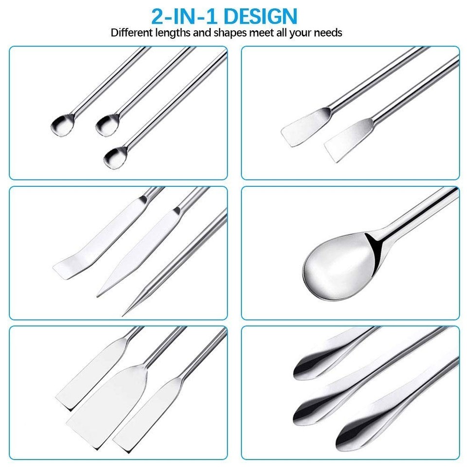 12Pcs Stainless Steel Lab Spoon Spatula Laboratory Sampling Spoon ...