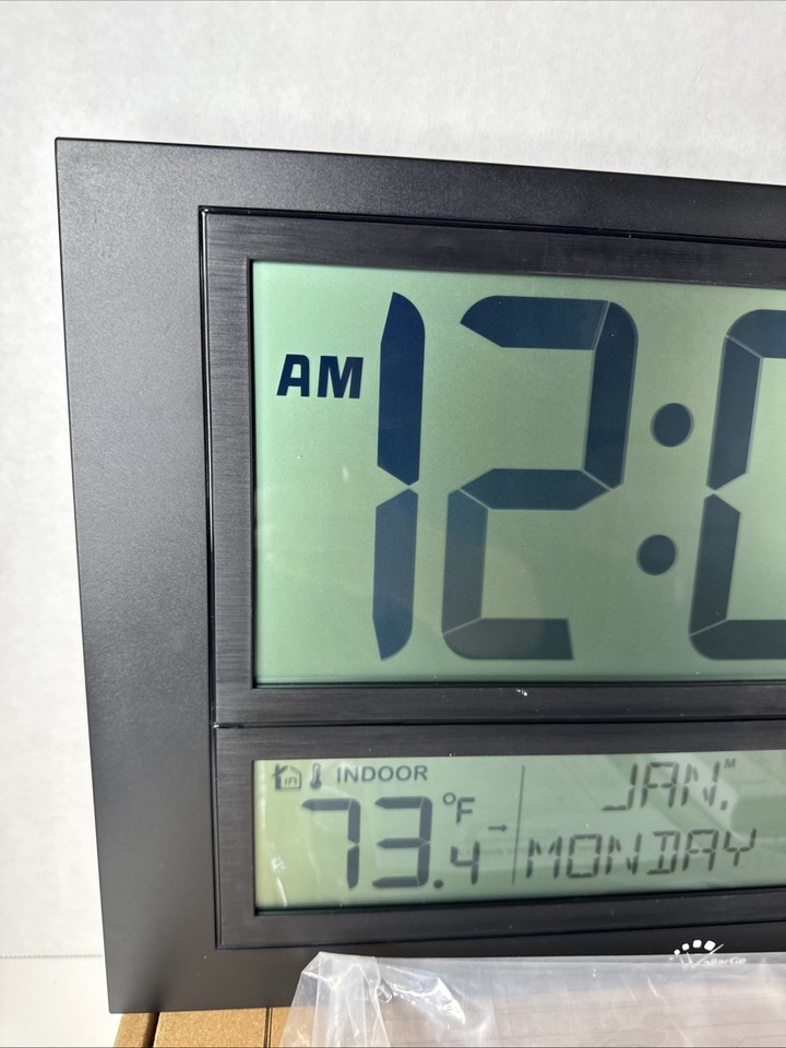 WallarGe Extra Large Atomic Clock with Indoor Outdoor Temperature, Ultra Clea... | eBay