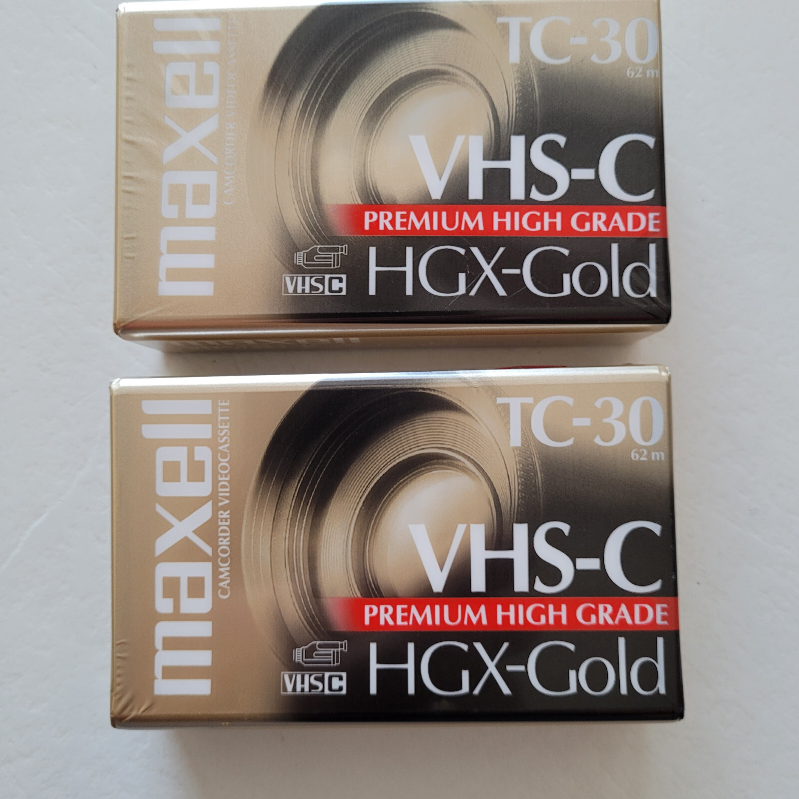 2 Pack Maxwell VHS-C TC -30 HGX - Gold Premium High Grade Video Tapes ...