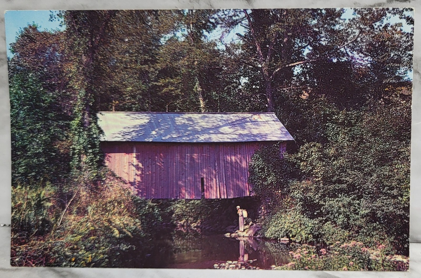 Vintage Postcard. Old Wooden Covered Bridge. Rustic. South Rudolph ...