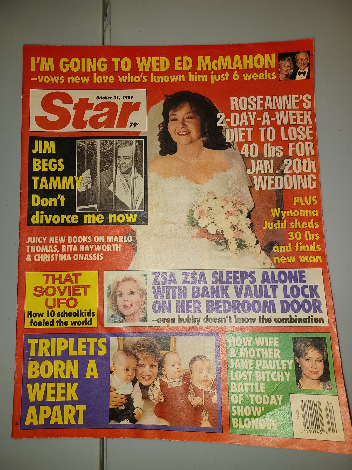Star tabloid Oct 31, 1989 Rita Hayworth Marlo Thomas Rebecca Schaeffer ...