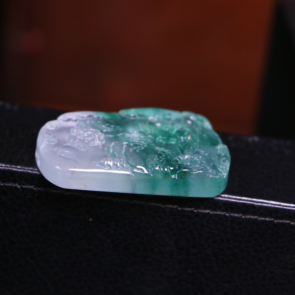 Perfect High Ice Chinese Jadeite Jade Precision Carvied Landscape ...