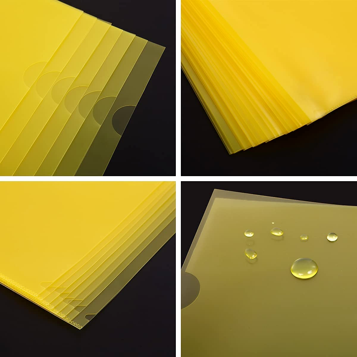 100 PACK - YELLOW Coloured Plastic A4 Cut Flush Folders Wallets Pockets ...