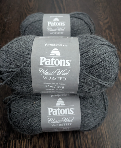 Lot of 4 Patons Classic Wool Worsted Yarn 3.5 oz Aran Dark Gray Mix ...
