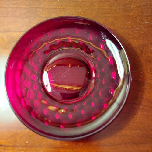 Vtg. Viking or Fenton Ruby Red Glass Saucer Georgian (honeycomb ...