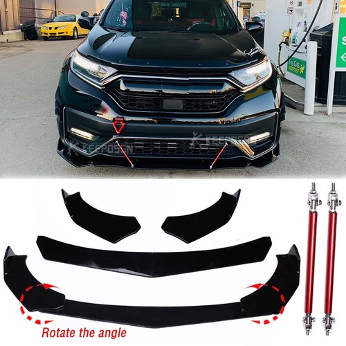 Front Bumper Lip Spoiler Splitter Body Kit + Strut Rods For Honda ...