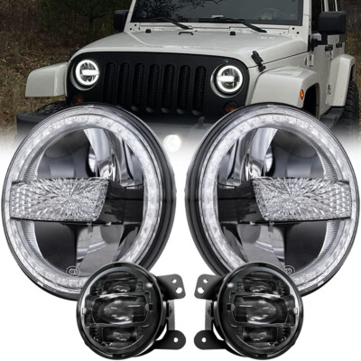 7Inch LED Headlights + 4" Fog Lights Combo Fit For Hummer H2 H3 06-10 ...