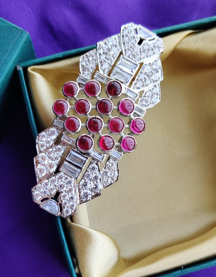 Impressive Red Ruby Statement Brooch Pin 925 SS Lab Created Luxury High ...