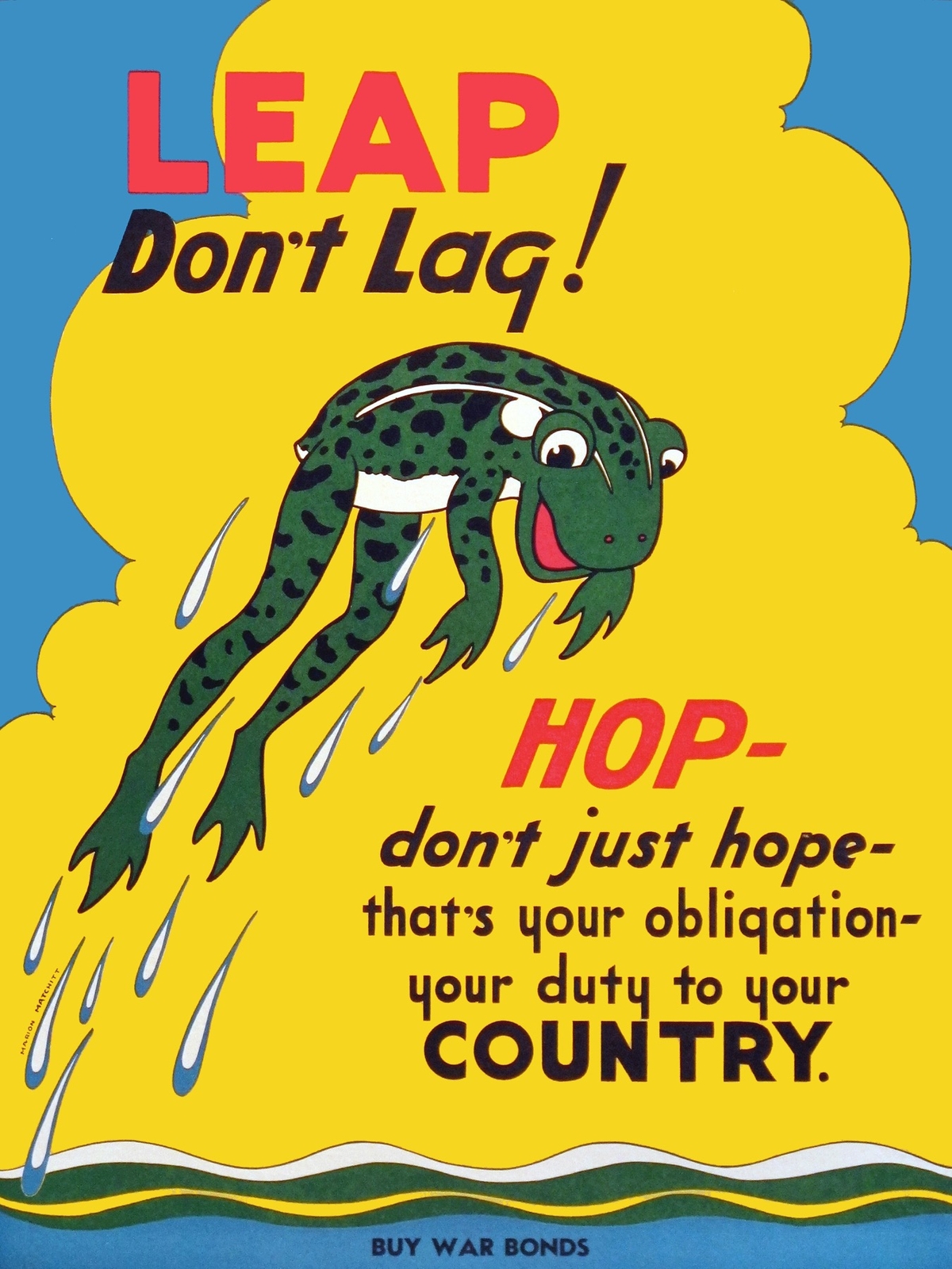 3556.Leap Don't Lag War Bonds propaganda frog POSTER.Home School art ...
