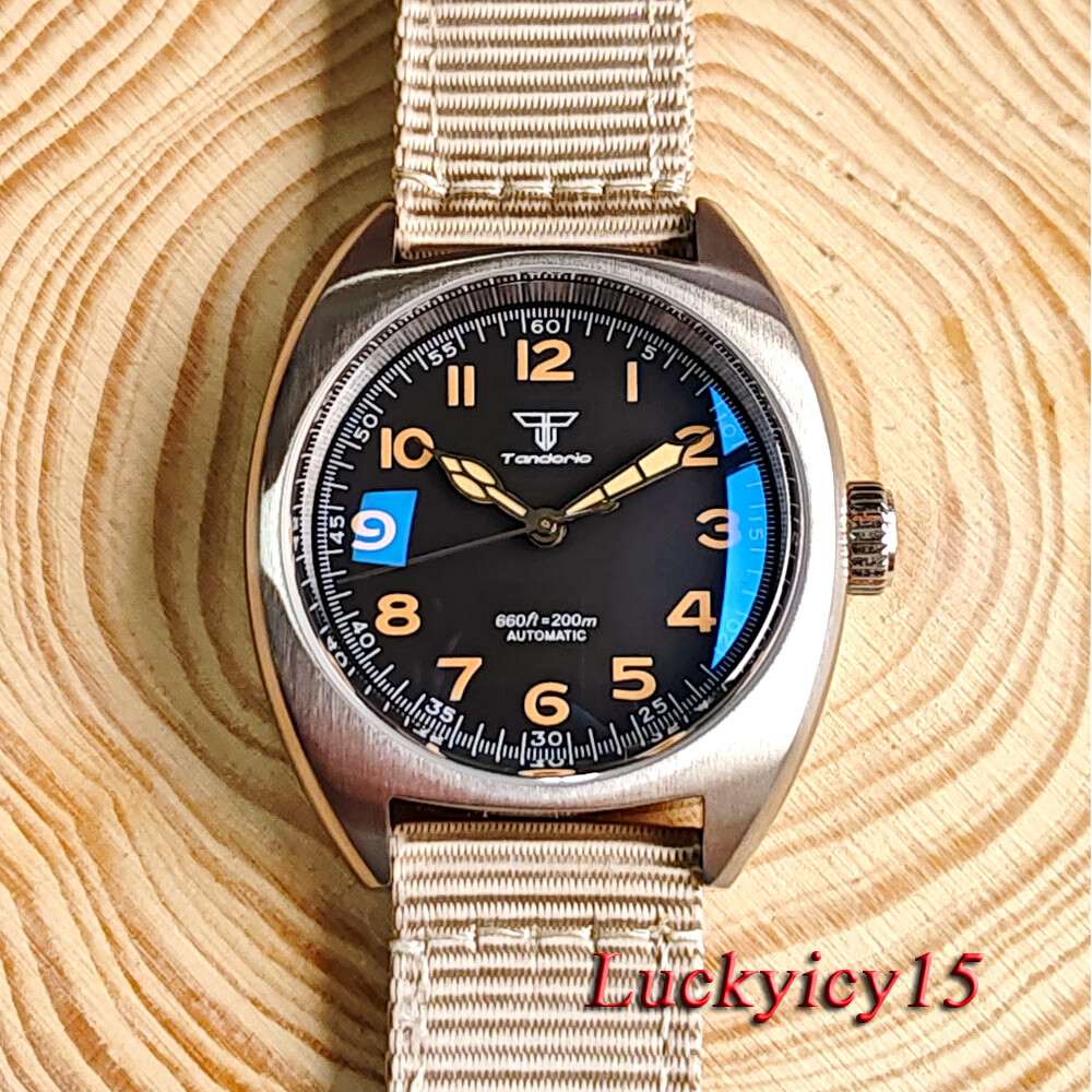 36mm 200M Waterproof Japan NH35 Military Watches For Men Brushed Double ...