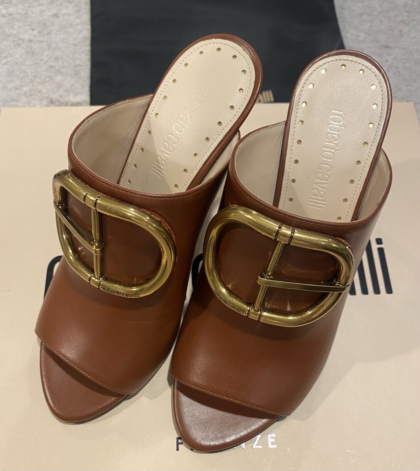 Roberto Cavalli Shoes for Women Brown Leather Clog | eBay
