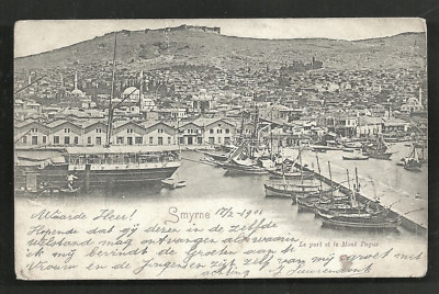 Smyrne Izmir Harbour Ships Mount Pagus Turkey ca 1899 | eBay