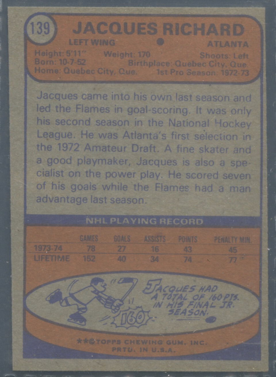 1974-75 Topps #139 Jacques Richard Atlanta Flames | eBay