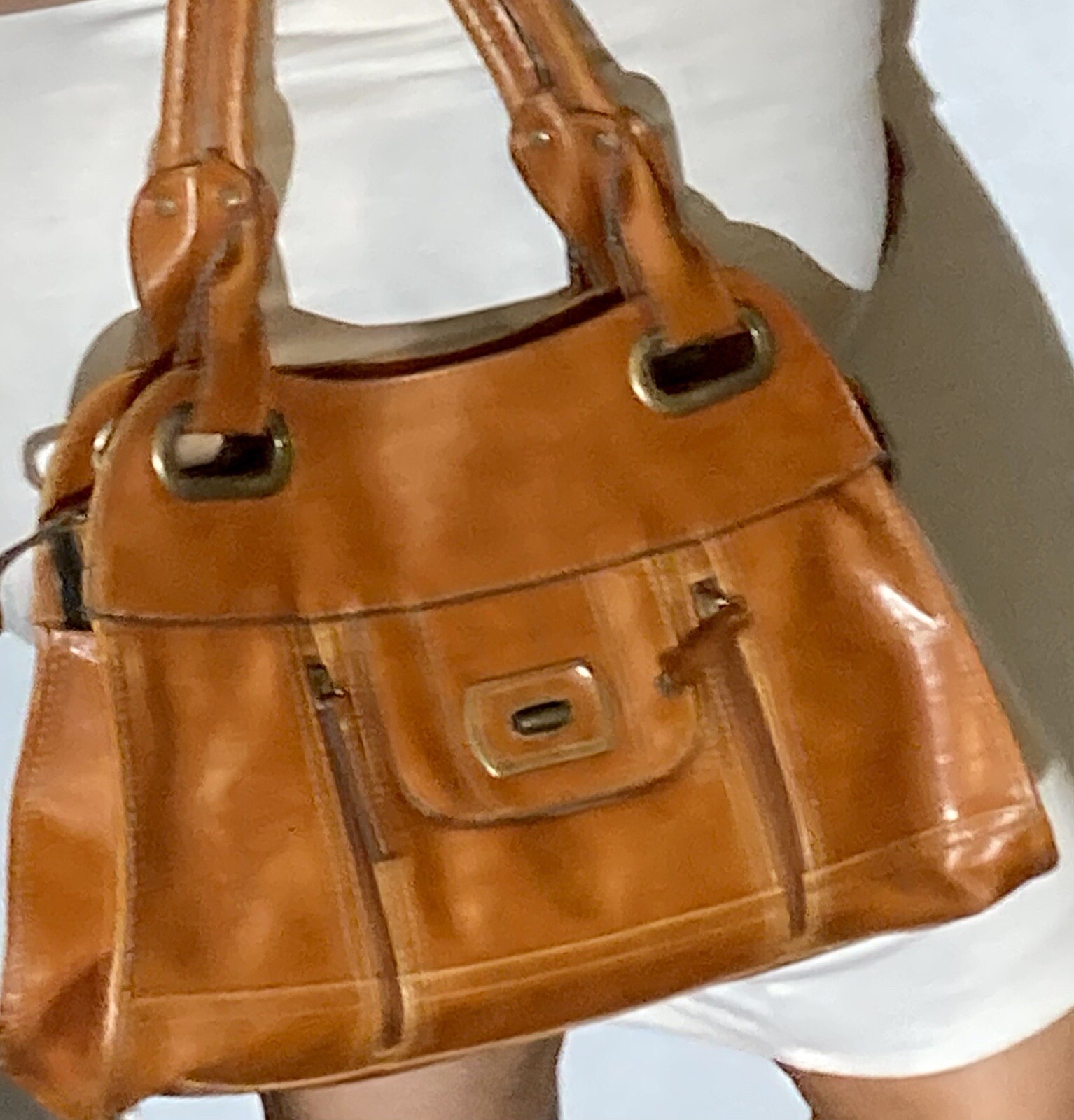 Deep Camel Color, purse, Burnished Gold Buckles, Shiny and Beautiful ...