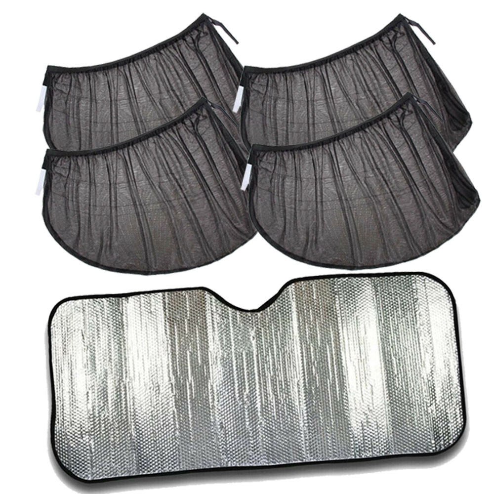 5xUV Block Car Sun Shade Heat Reflective Windshield Visor Front Side ...