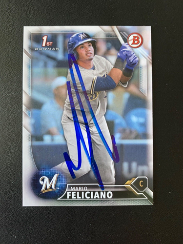 Mario Feliciano Signed 2016 Bowman Draft Card Milwaukee Brewers ...