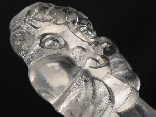 ENORMOUS LARS HELLSTEN SKRUF SWEDEN MODERNIST STYLIZED FACE ART GLASS ...