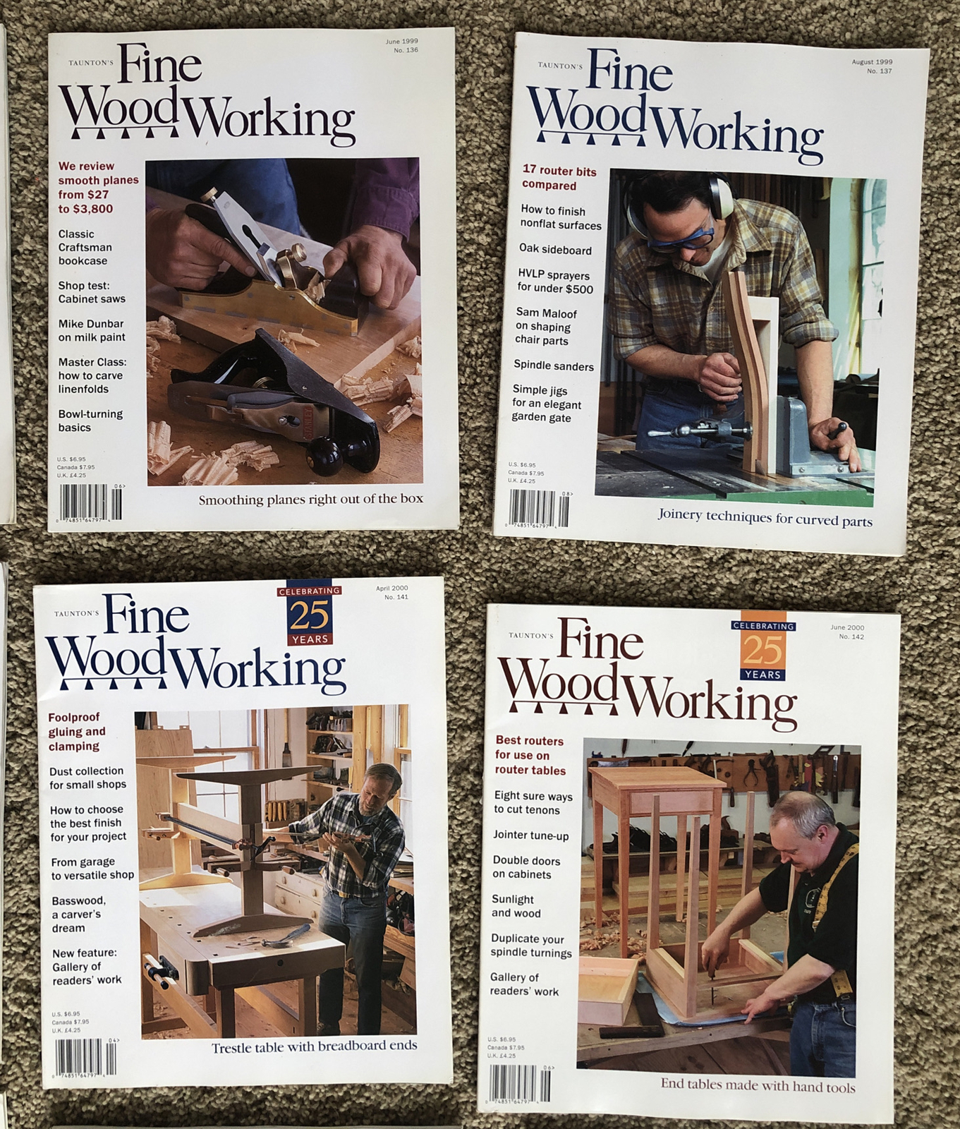 Lot of 18 Fine Woodworking Magazines 1998 1999 2000 & 2001 25th ...