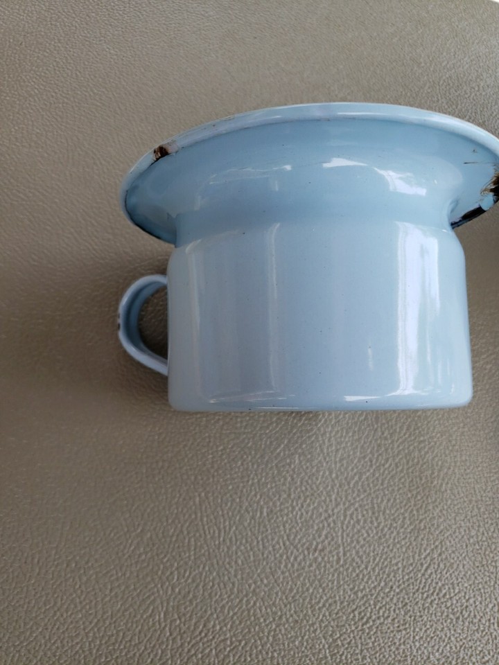 Antique baby blue enamel child's chamber pot country cottage decor ...