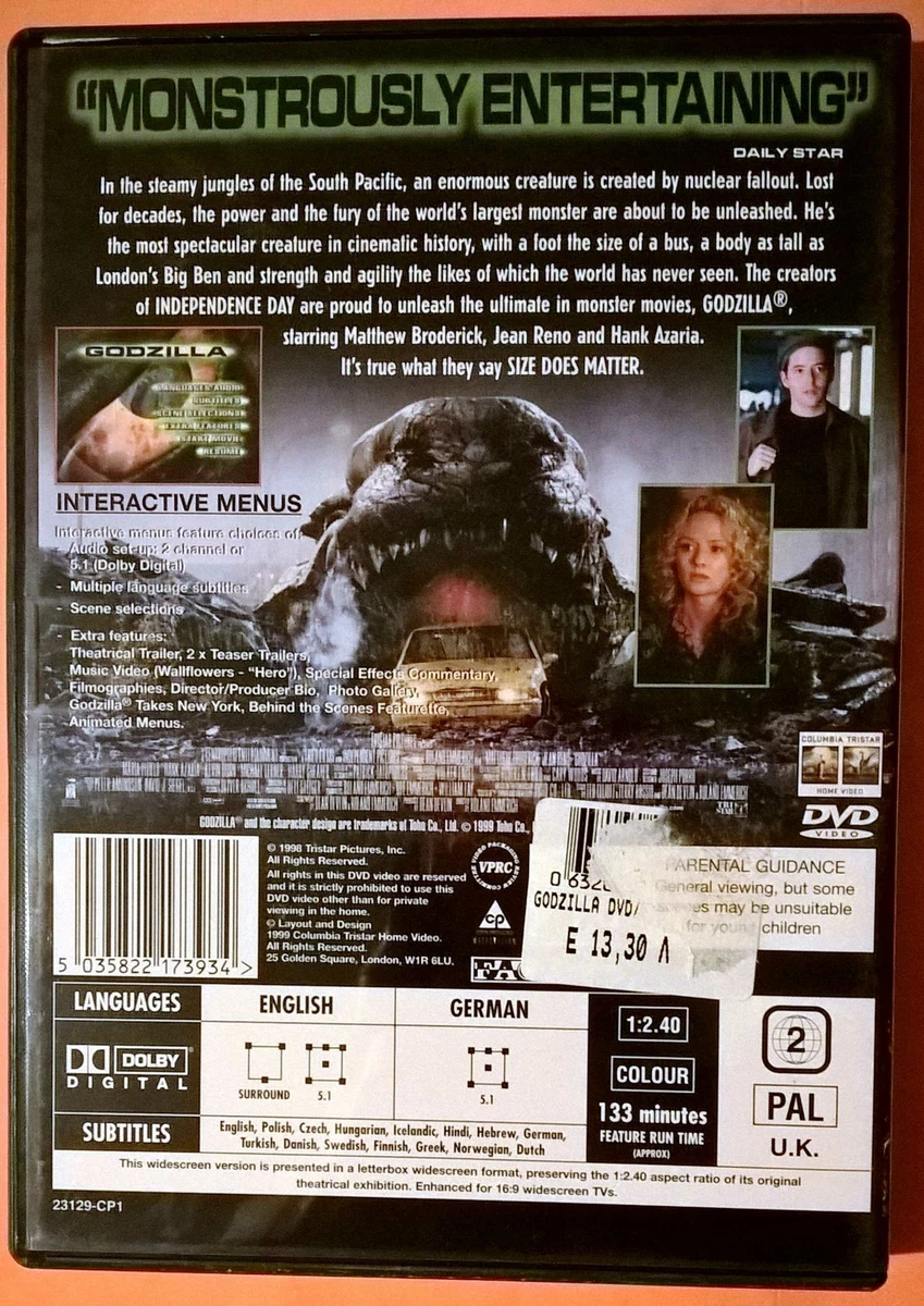 Godzilla 1998 Dvd Cover