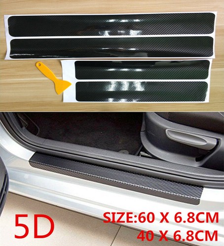4PCS Black Car Door Scuff Sill Cover Panel Step Protector Auto Stickers ...