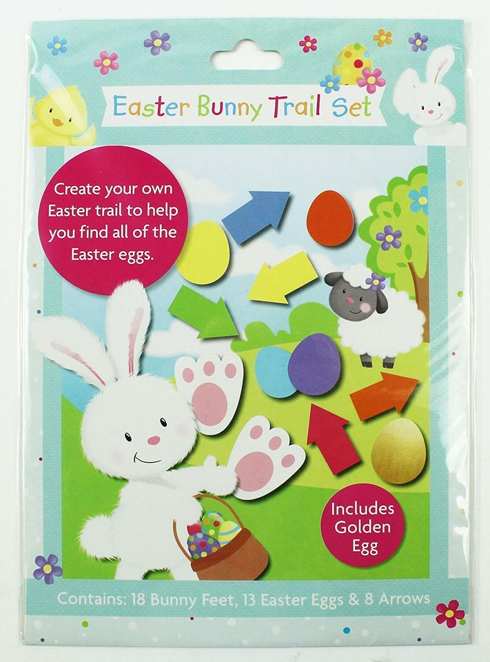 39 PIECE EASTER BUNNY TRAIL SET Egg Hunt Game Kids Activity Golden Egg ...