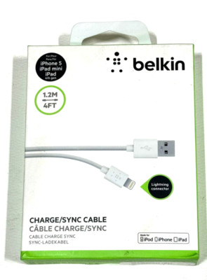 Belkin 4Ft Charge/Sync Cable for iPhones - White - NEW OEM BOX | eBay