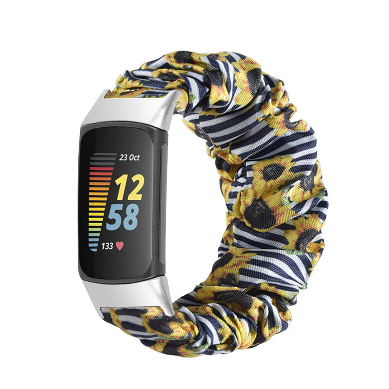 Fashion Printing Scrunchie Watch Loop Wristband Strap For Fitbit ...
