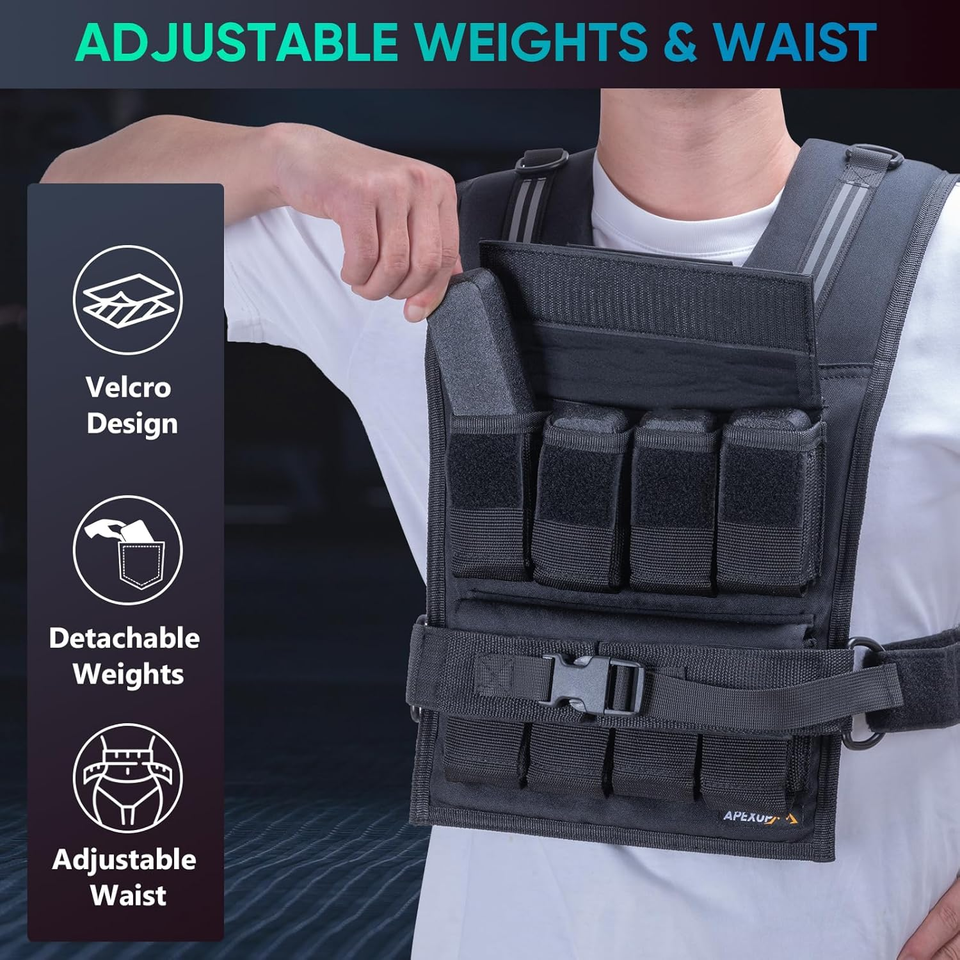 Adjustable Weighted Vest Men 20Lbs/30Lbs/40Lbs Weights with Reflective ...