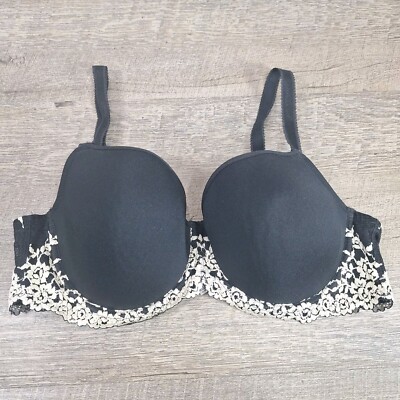 Wacoal Underwire Bra Size 40C Black White Embroidered Embrace Lace ...